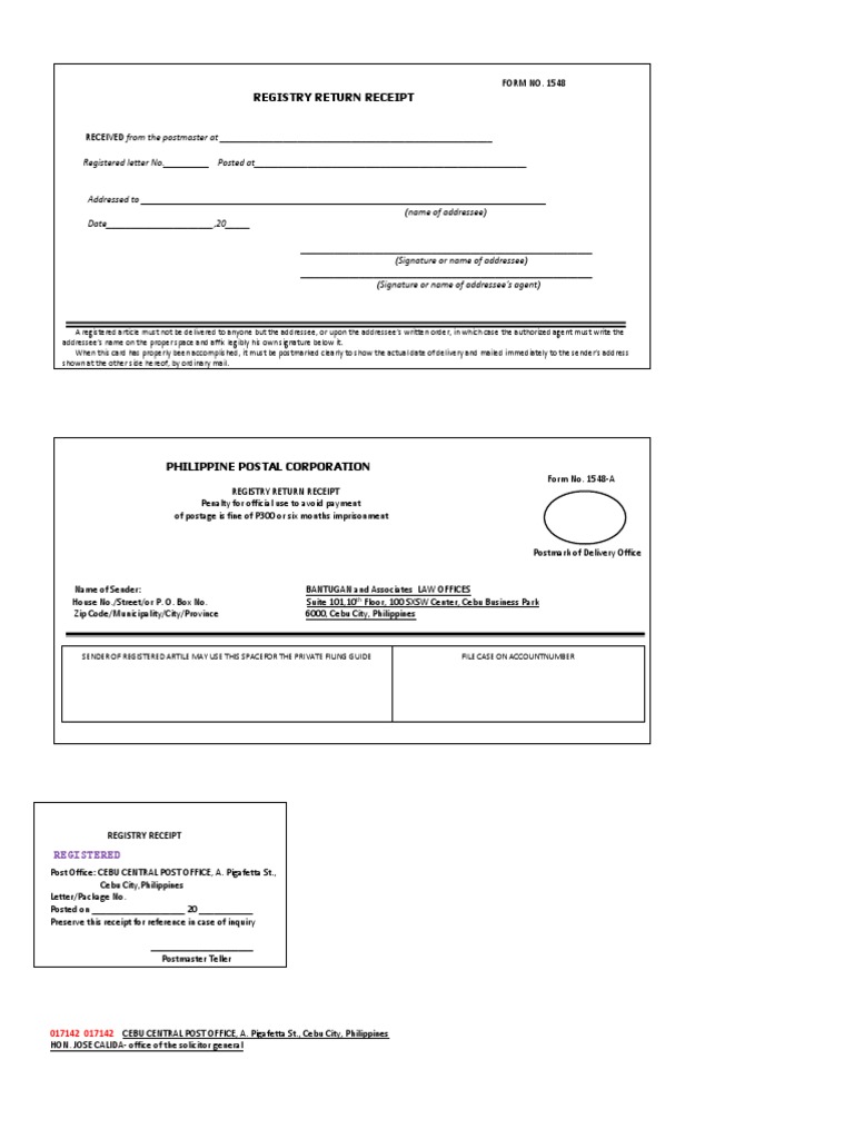 Registry Return Receipt - PhilPost | PDF | Mail | United States Postal ...