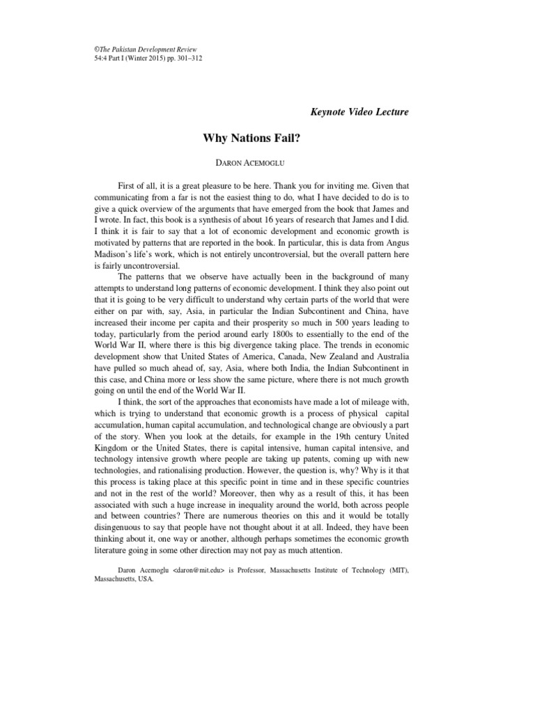 Why Nations Fail | PDF | Economics | Economic Growth