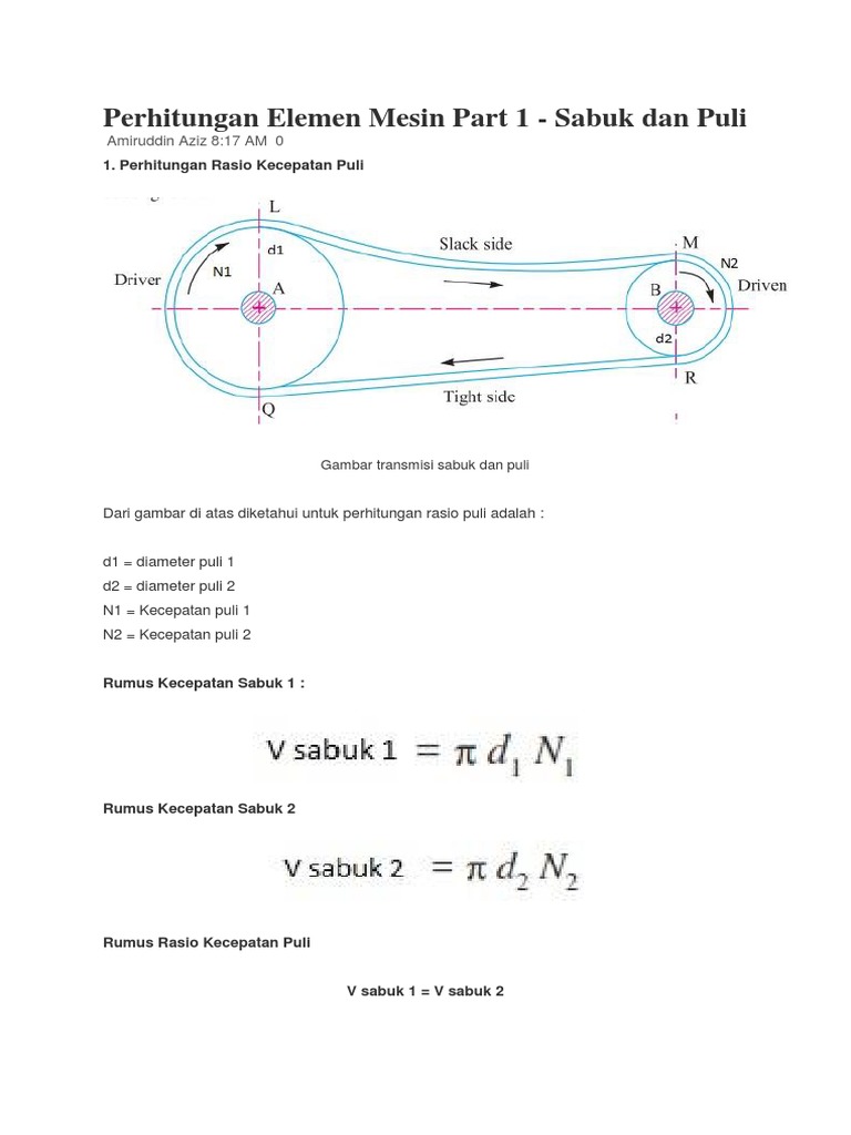 Perhitungan Pulley dan V-Belt | PDF