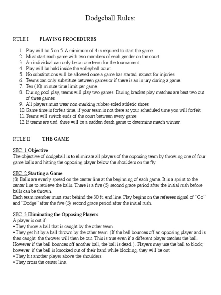 Dodgeball Rules