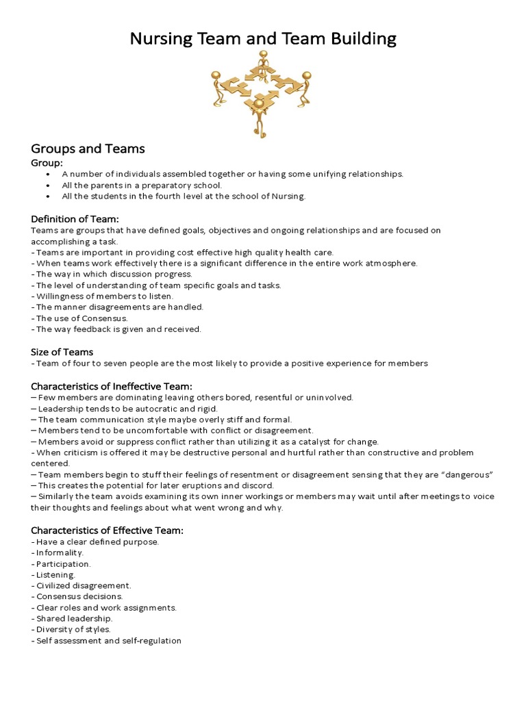 Nursing and Team Building | PDF | Leadership | Interpersonal Relationships