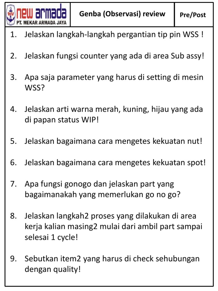 Proses Kerja Genba dan WSS | PDF | Teknologi & Rekayasa