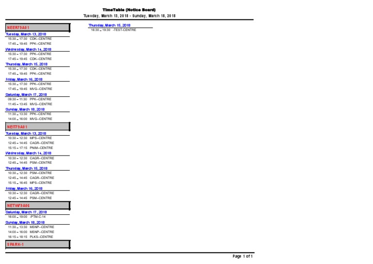 1234 Time Table PDF | PDF