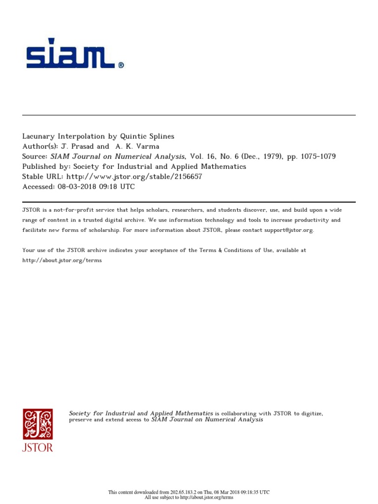 Society For Industrial and Applied Mathematics SIAM Journal On Numerical Analysis | PDF | Spline ...