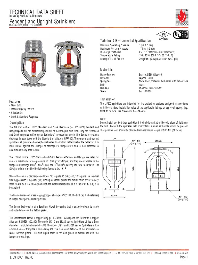 Pendant and Upright Sprinklers | PDF | Building Engineering | Building ...