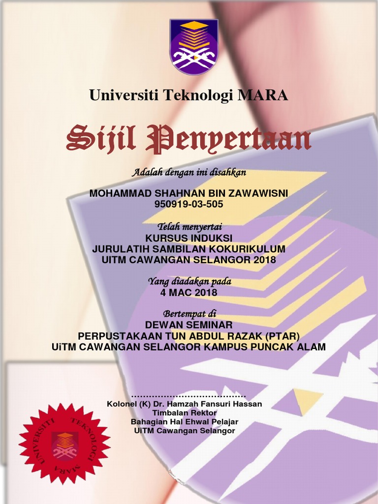 Kursus Induksi Jurulatih Sambilan Kokurikulum UiTM Cawangan Selangor ...