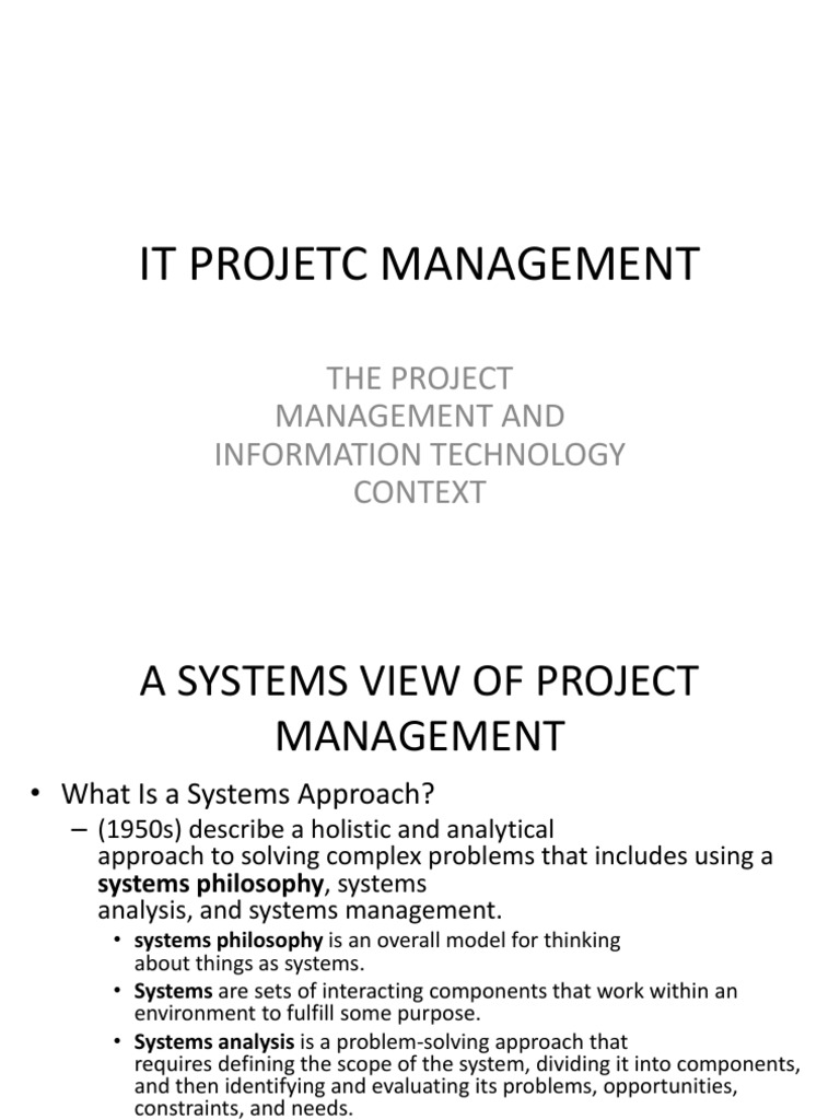 It Projetc Management: The Project Management and Information ...