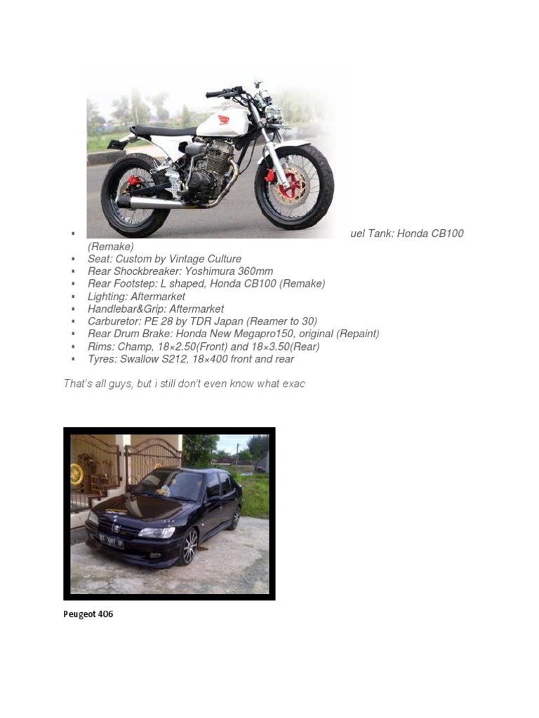 Custom Honda CB100 Parts List | PDF