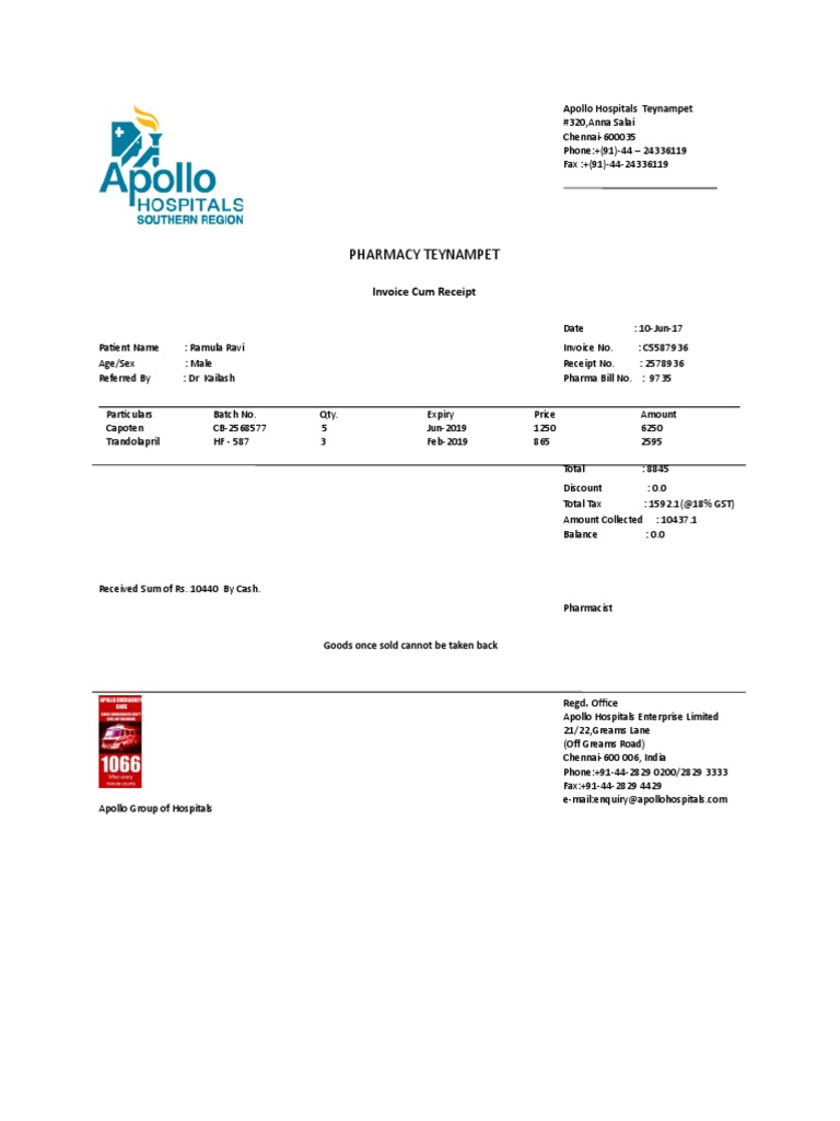 Medical Bill Rajesh | PDF | Invoice | Pharmacology