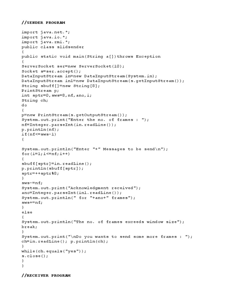 Java Sliding Window Protocol Example | PDF
