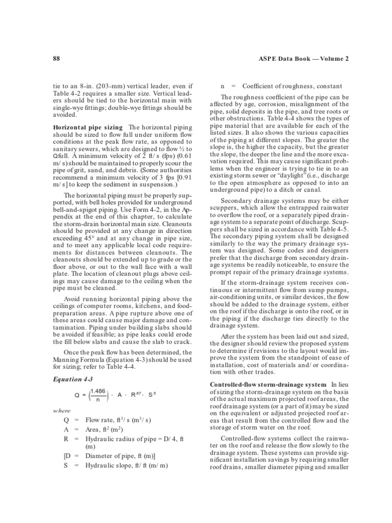 ASPE Data Book — Volume 2 Storm Drain Sizing | PDF | Horticulture And ...