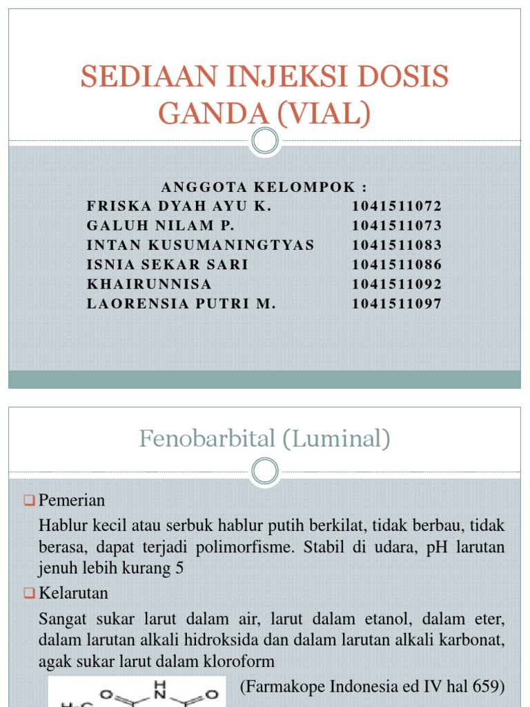 Sediaan Injeksi Dosis Ganda (Vial) Nisa | PDF