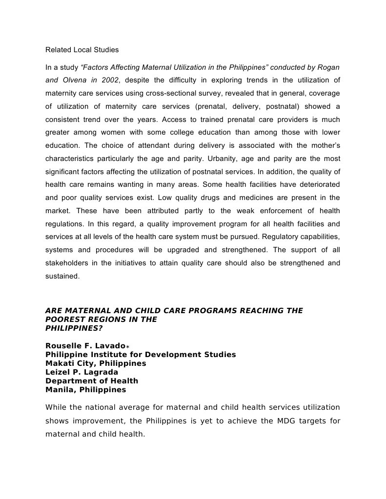 Related Local Studies | PDF | Health Care | Economic Inequality