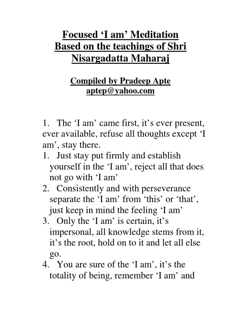 Focussed I AM Meditation | PDF | Meditation | Consciousness