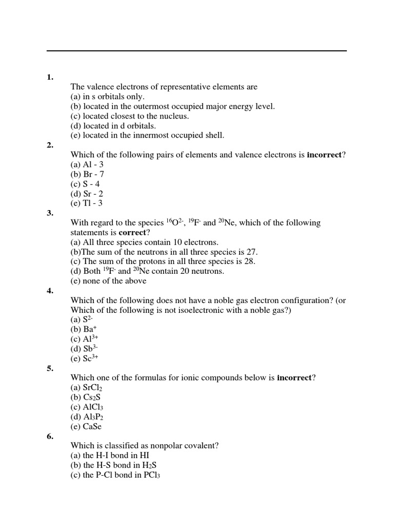 Sample Questions Without Answers | PDF | Chemical Bond | Phase (Matter)