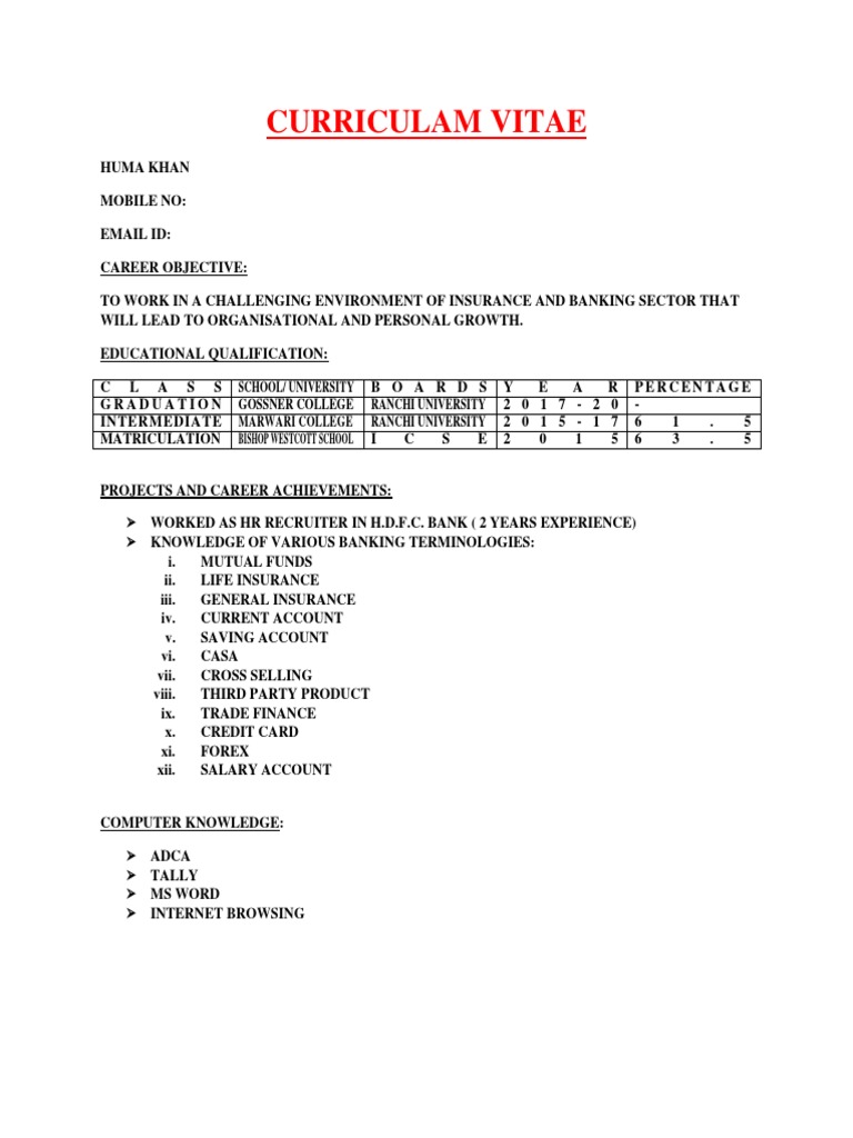 Huma Resume | PDF | Money | Service Industries