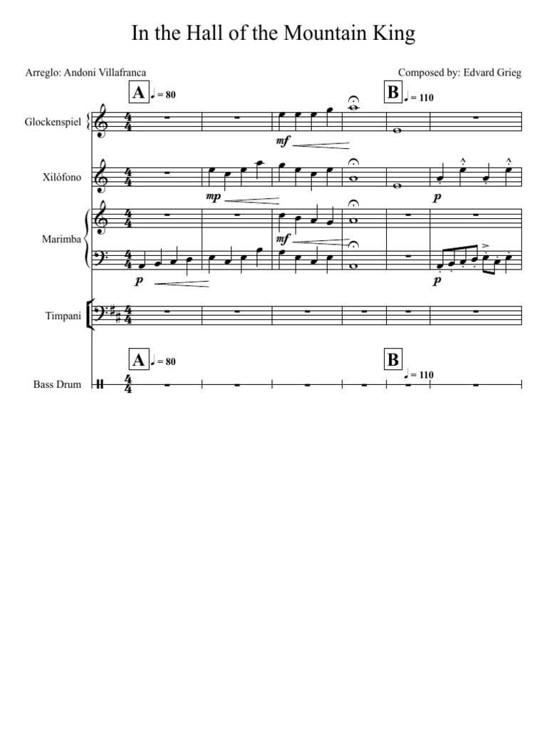 In The Hall of Mountain King Percussion Ensemble | PDF | Sound ...