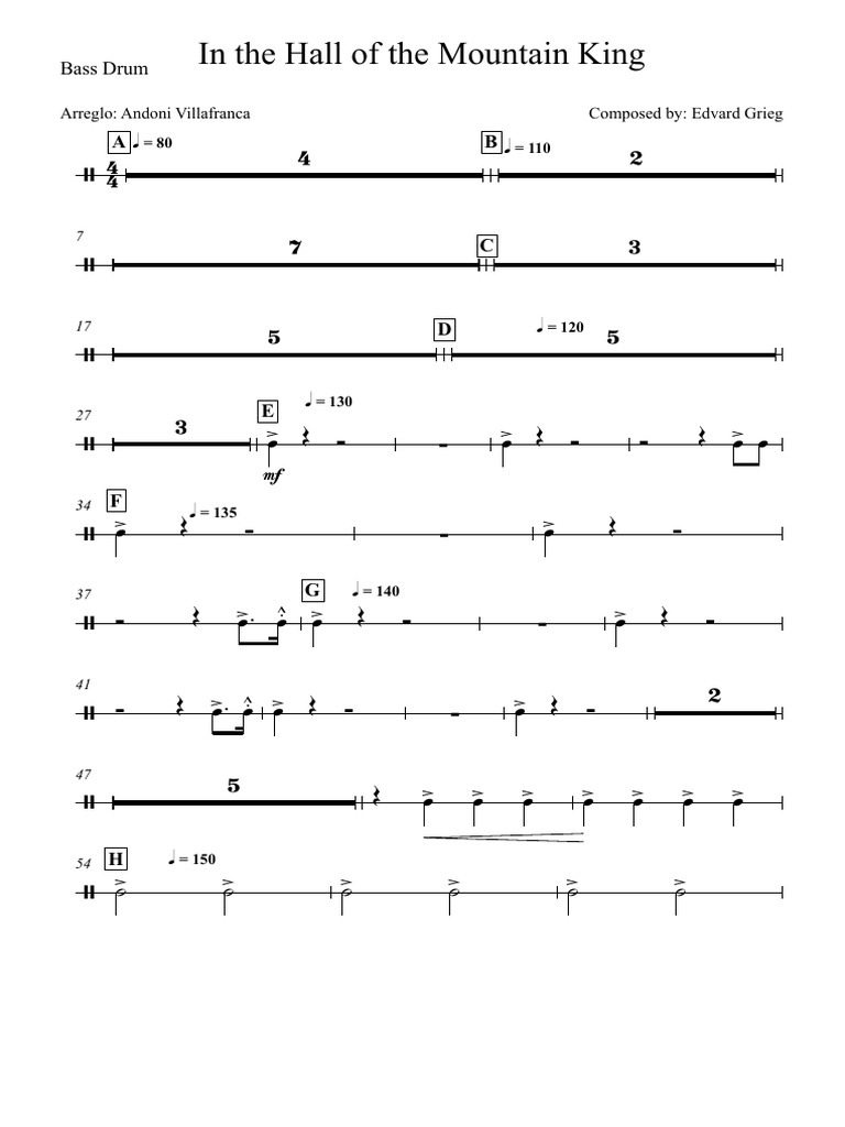 In The Hall of Mountain King Percussion Ensemble - Bass Drum | PDF ...