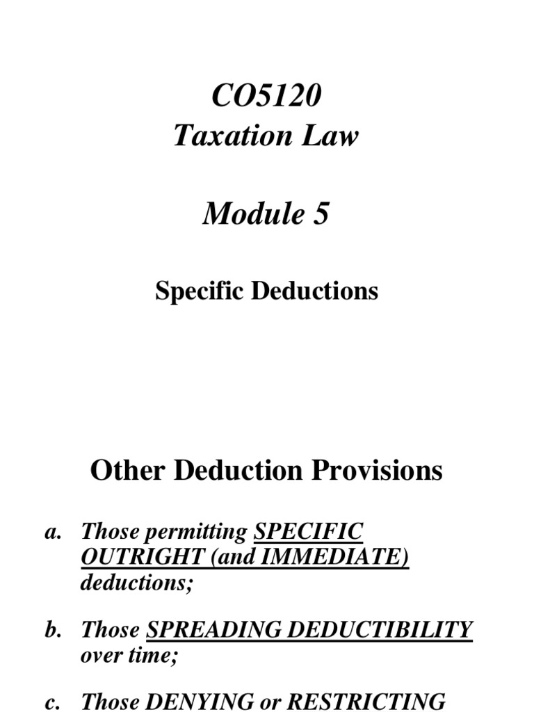 CO5120 Taxation Module 5 | PDF | Tax Deduction | Expense