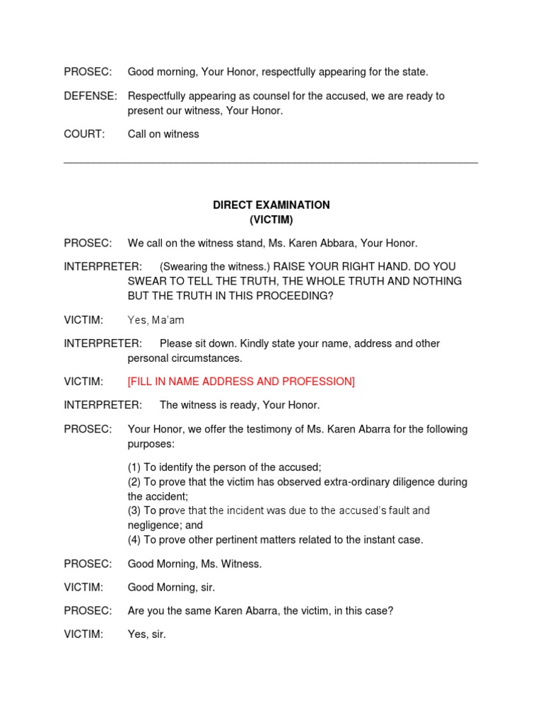 Direct Examination Victim | PDF | Witness | Violence