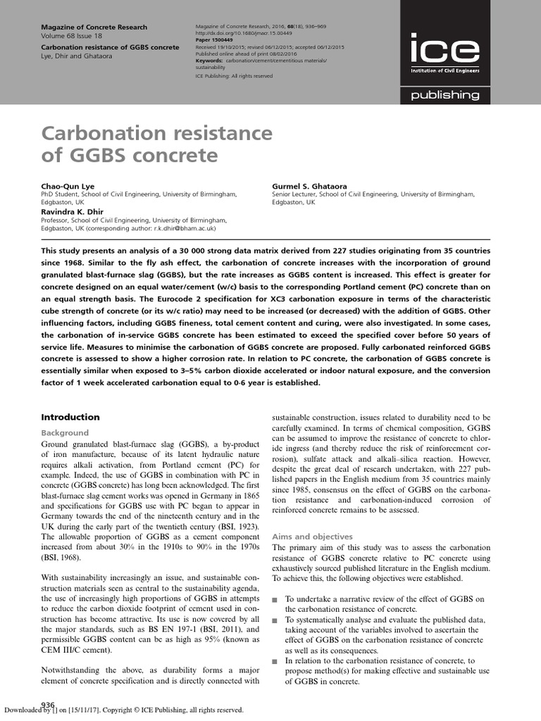 Carbonation Paper | PDF | Concrete | Chemical Substances