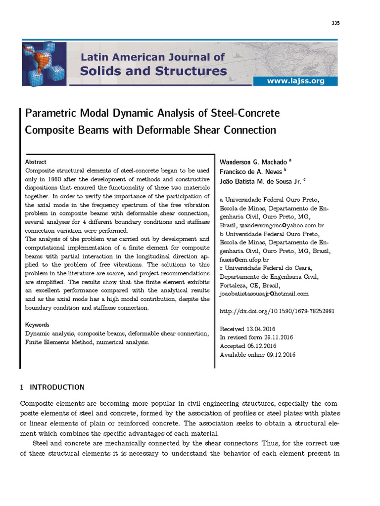 Parametric Modal Dynamic Analysis of Steel-Concrete Composite Beams With Deformable Shear ...