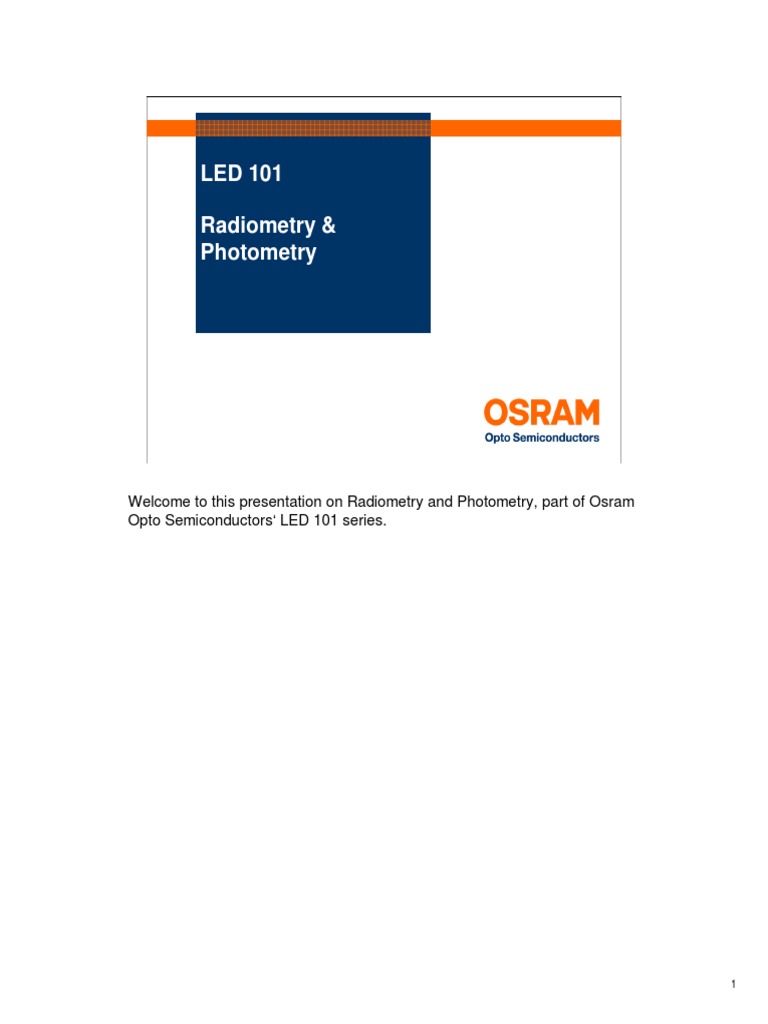 LED 101 Radiometry & Photometry | PDF | Securities Act Of 1933 | Psychophysics