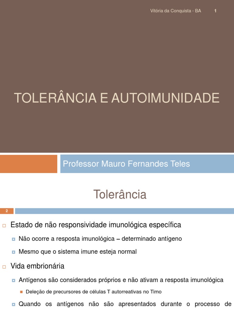 Tolerância e Autoimunidade | PDF | Sistema imunológico | Célula T