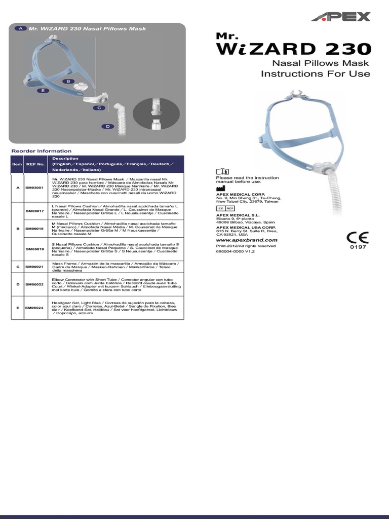 WiZARD 230 Nasal Pillows Mask Guide | PDF | Nature | Wellness