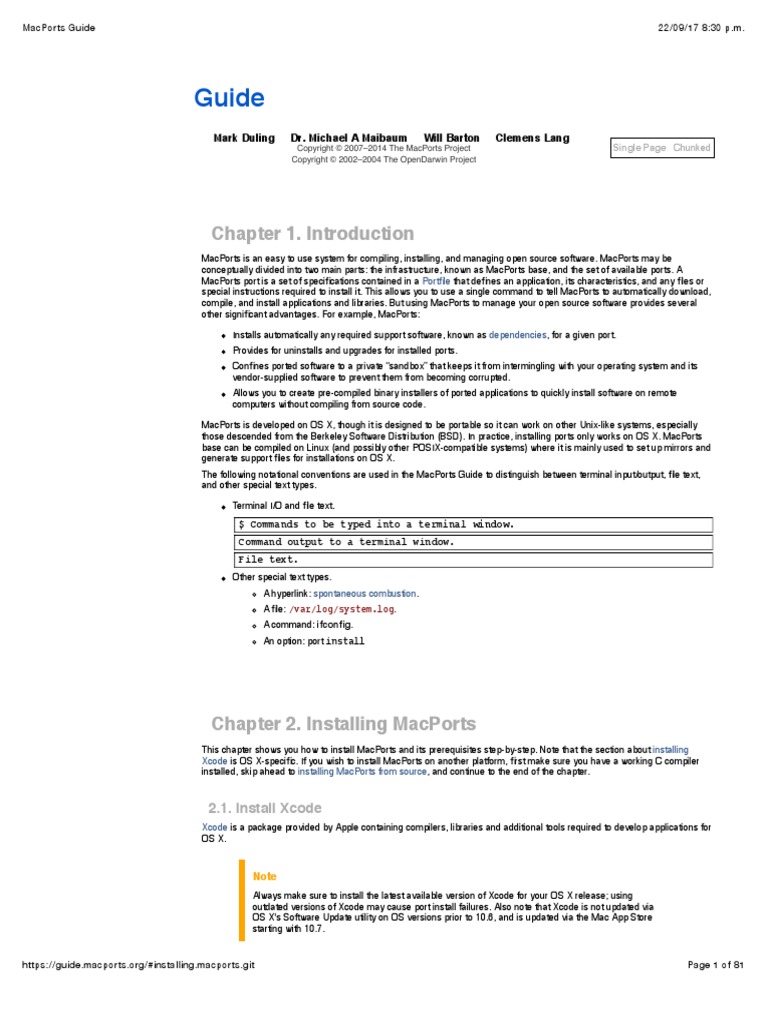 MacPorts Guide | PDF | Xcode | Mac Os X Snow Leopard