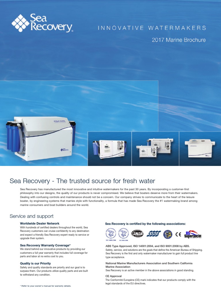 Sea Recovery Watermakers Guide | PDF | Touchscreen | Water
