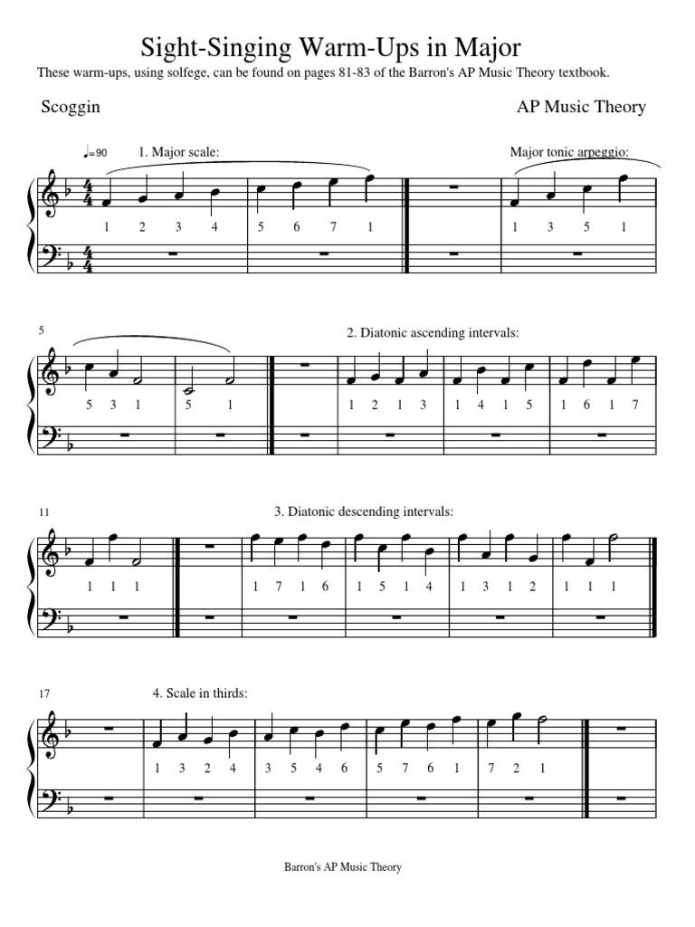 Sight-Singing Warm-Ups in Major | PDF | Scale (Music) | Music Theory