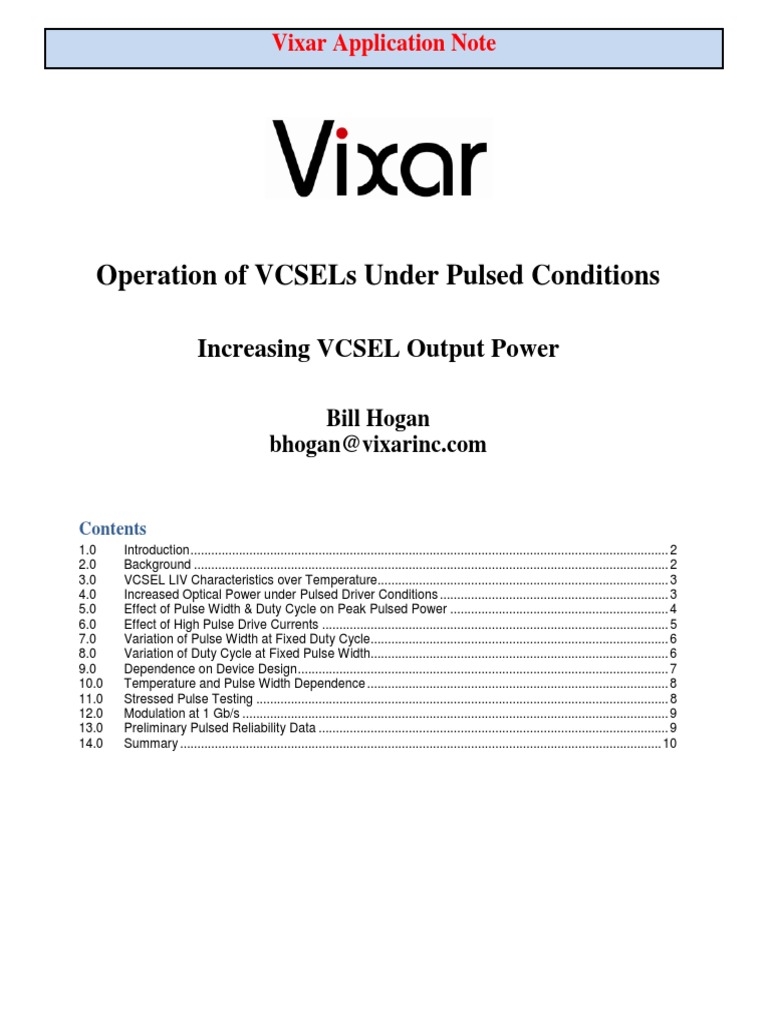 Operation of Vcsel at Pulsed Conditions | PDF | Laser | Reliability ...