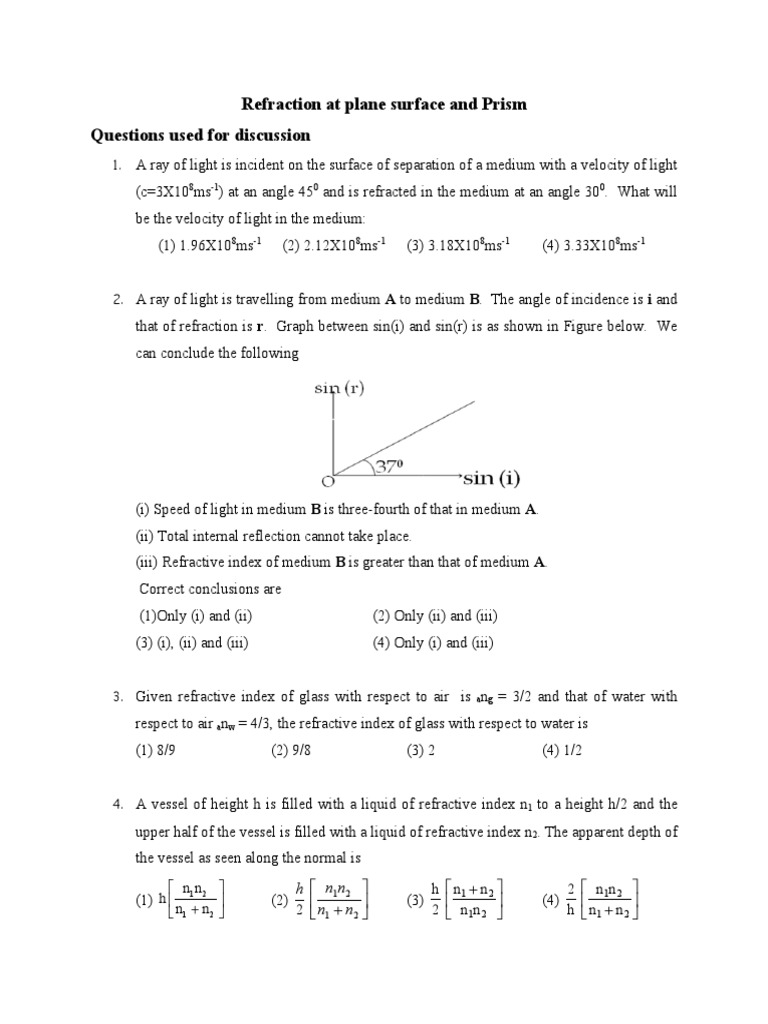 Refraction and Prisms: Key Concepts | PDF | Prism | Refraction