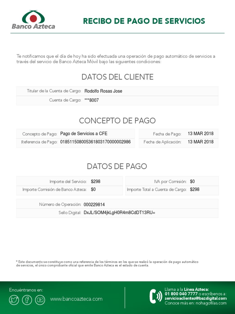Recibo de Pago de Servicio