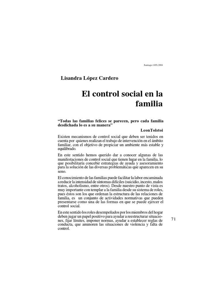 El Control Social en La Familia | PDF | Familia | Comportamiento
