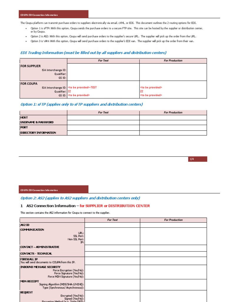 Coupa EDI Connection Options Guide | PDF | Electronic Data Interchange ...