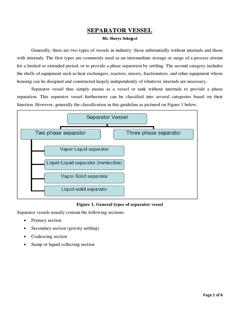 Separator Vessel: Ms. Shreya Sahajpal | PDF | Liquids | Chemical ...