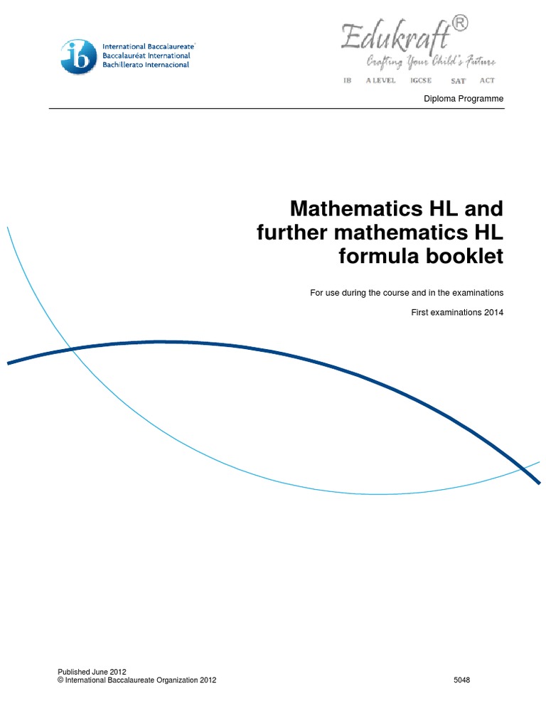 Math HL Formulae IB PDF | PDF | Variance | Trigonometric Functions