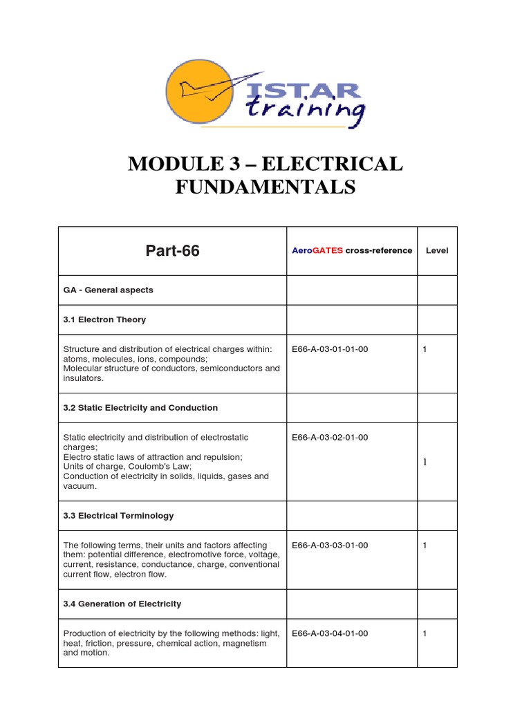 Module 3 - Electrical Fundamentals: Part-66 | PDF