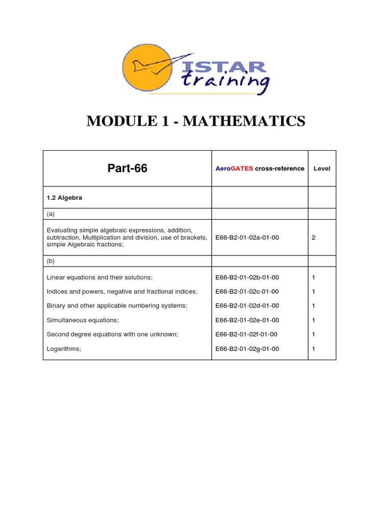 Module 1 - Mathematics: Part-66 | PDF