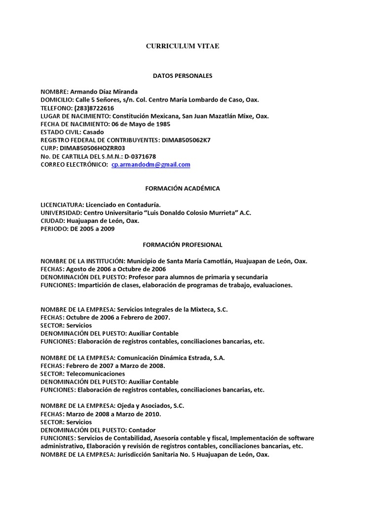 Curriculum Vitae | PDF | Contador | Business