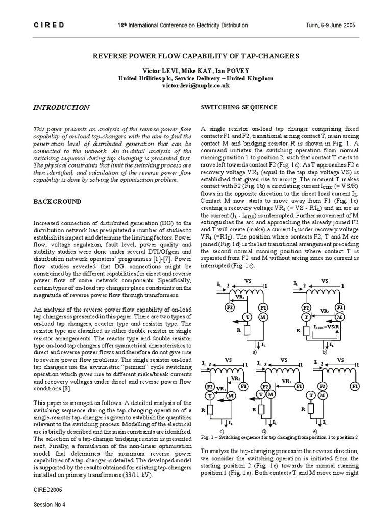 REVERSE POWER FLOW CAPABILITY OF TAP-CHANGER 18th Cigre Int Conference ...