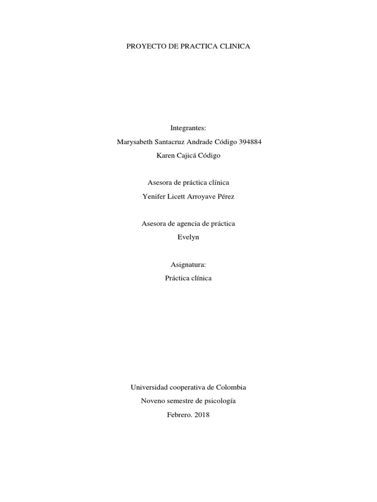 Proyecto de Practica Clinica | PDF | Bienestar | Calidad (comercial)