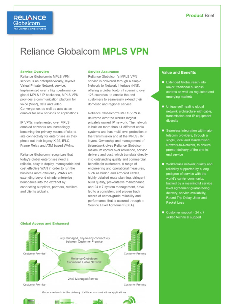 Reliance Globalcom: Mpls VPN | PDF | Virtual Private Network | Multiprotocol Label Switching