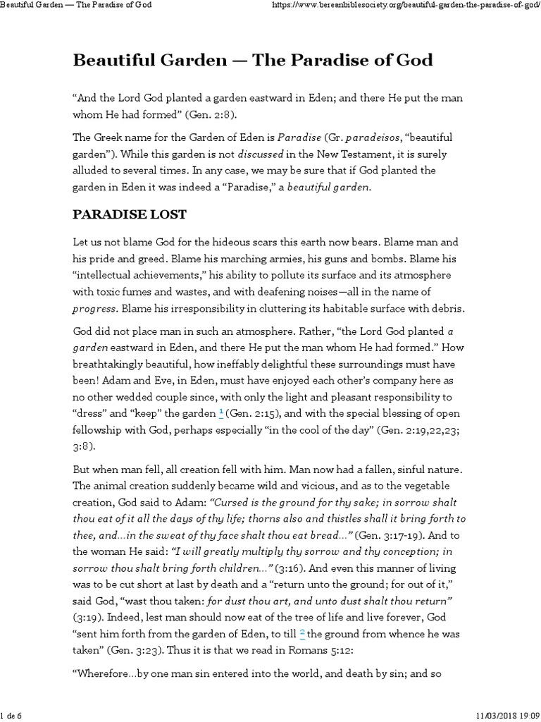 Beautiful Garden - The Paradise of God | PDF | Garden Of Eden | Epistle ...