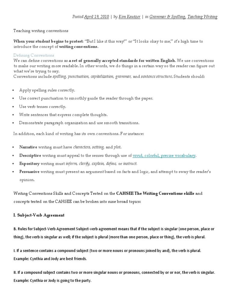 Teaching writing conventions | PDF | Grammatical Number | Verb