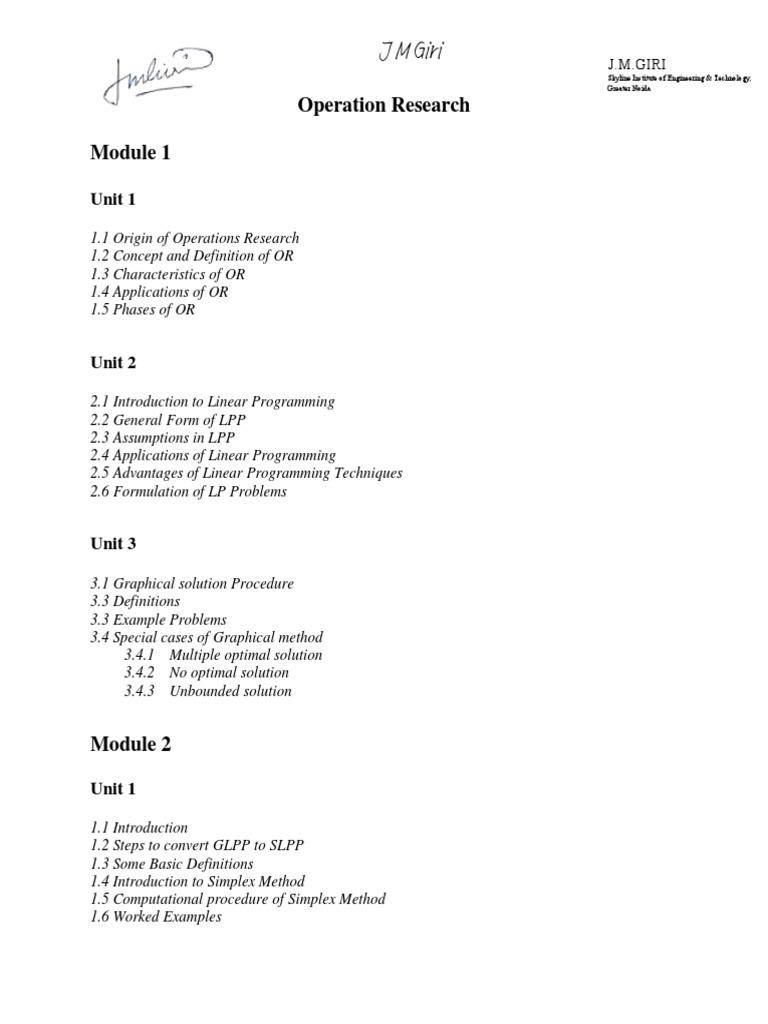 Operation Research | PDF | Mathematical Optimization | Linear Programming