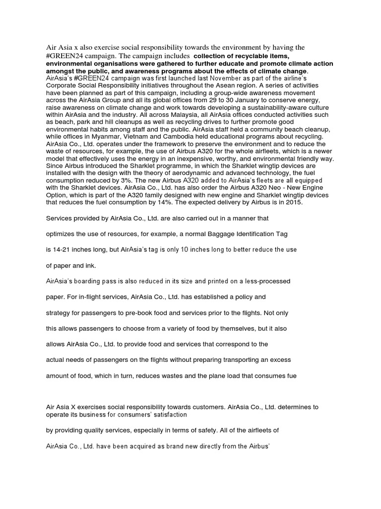 CSR Air Asia | PDF | Aviation | Business