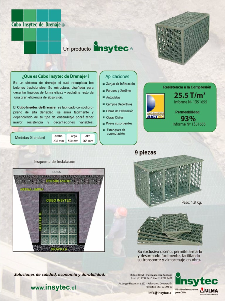 Cubo Insytec de Drenaje 25,5 Tonm2 | PDF